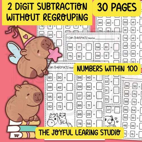 Double-Digit Subtraction Worksheets – No Regrouping Valentine’s Day ...