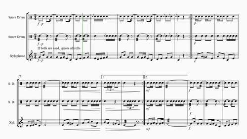 Swallowtail duet/trio for two snares and xylophone melody by We-Teach-Music