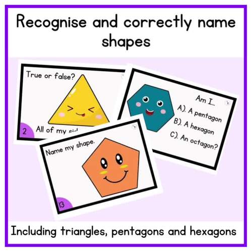 2D Shapes Task Cards 2D shapes sides and vertices Shapes Identification ...