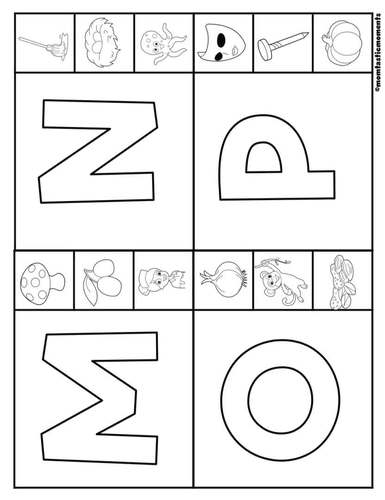 Alphabet Clip Cards - Match the Letter to the Picture Coloring Activity