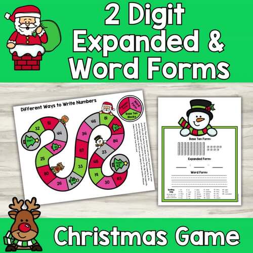 Christmas Expanded Word Form Base Ten Blocks Game 2nd Grade Math Center ...
