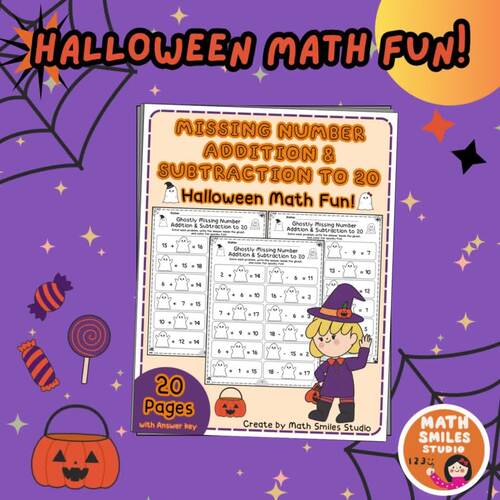 Ghostly Missing Number Mixed Addition & Subtraction to 20 | Halloween Math