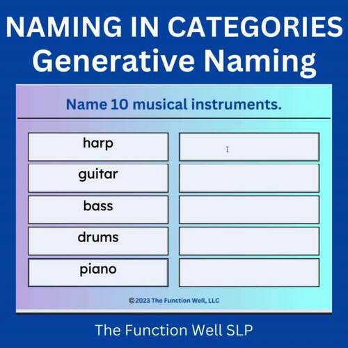 Naming In Categories Generative Naming Adult Aphasia Memory Speech