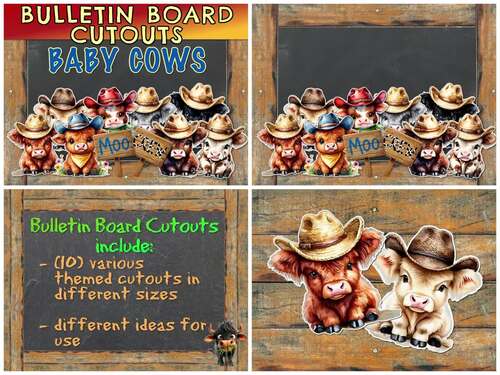 Baby Cow Bulletin Board Cutouts Farm Theme PreK-First Classroom Decor
