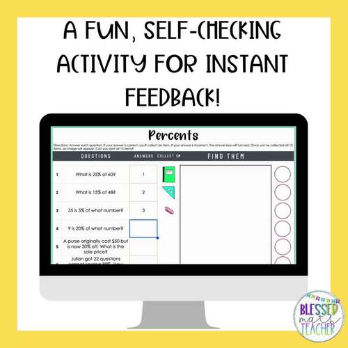 Percent Proportions Digital Activity and Worksheet - Back-to-School ...