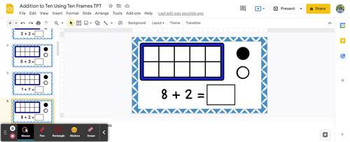 Adding to Ten Using Ten Frames - Google Slides and PowerPoint | TPT