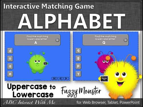 Letter Matching Uppercase and Lowercase Interactive Alphabet Game {Monster}