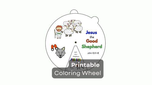 Jesus the Good Shepherd Coloring Wheel, Kids Sunday School Lesson Craft