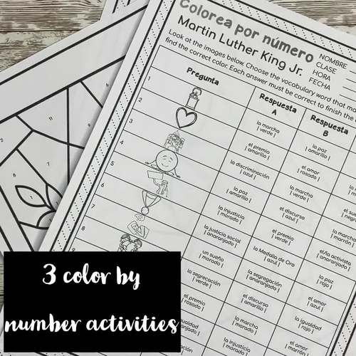 Spanish Martin Luther King Jr. | Color By Number | Colorea por número