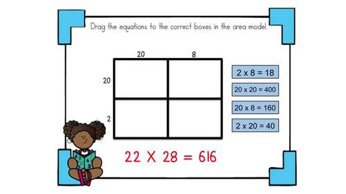 Double Digit Multiplication Area Model Digital Google Slides and Worksheets