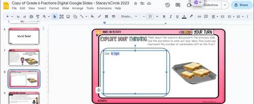 Grade 6 Fractions NEW Ontario Math Digital Google Slides by Stacey's Circle