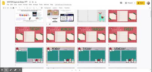 Daily Agenda for Google Slides or JAMBOARD distance learning WINTER THEME