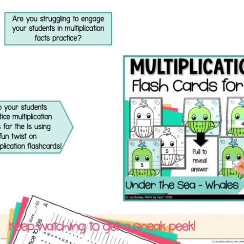 Multiplication Facts Flash Cards for 1s Under the Sea Classroom Theme ...