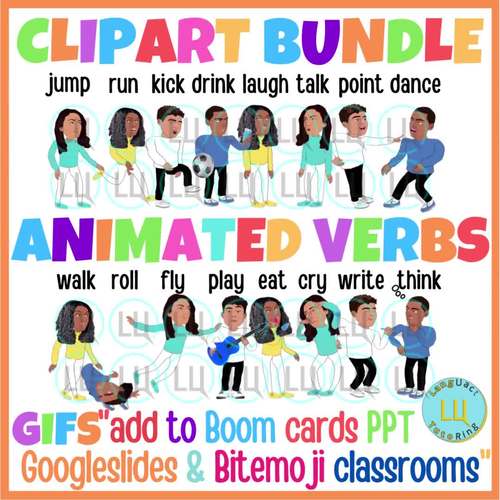 VERBS CLIPART BUNDLE ANIMATED GIFS | ELA | DISTANCE LEARNING | TpT