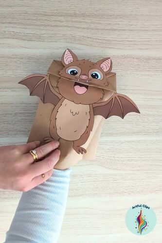 Halloween Bat Craft, Paper Bag Puppets Halloween Craftivity Fall ...