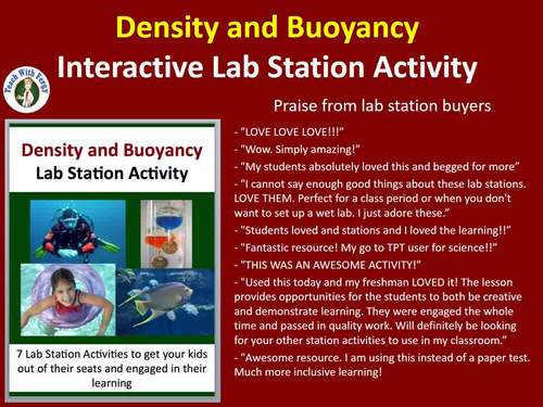 Density and Buoyancy - 7 Lab Station Activities by Teach With Fergy