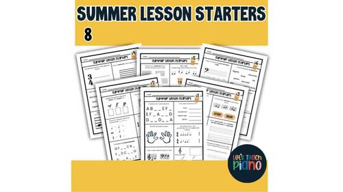 Summer Piano Worksheets Lesson Starters Level 1 Review by Kristen ...