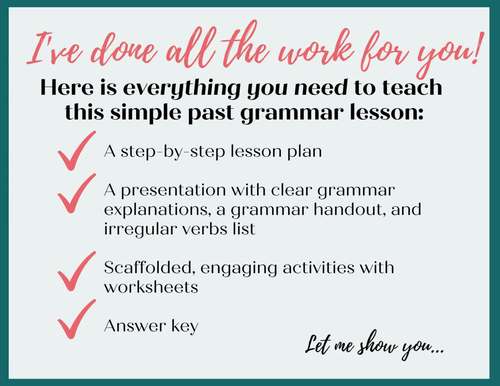 Simple Past English Grammar Lesson, Worksheets, and Activities for ESL ...