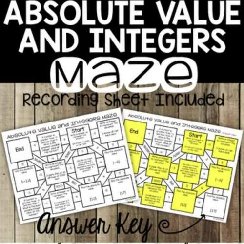 No Prep Absolute Value and Integers Review Maze by Thriving Teacher Inc