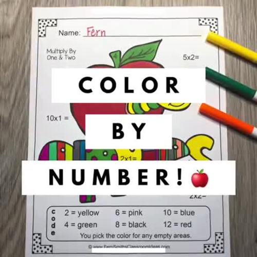 Fall Color By Number Multiplication and Division Bundle | TpT