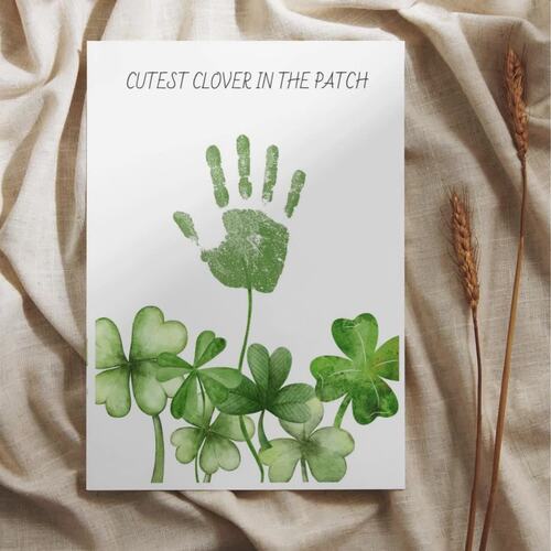 Four Leaf Clover Craft, St Patricks Day Handprint Craft, Prek March Art ...