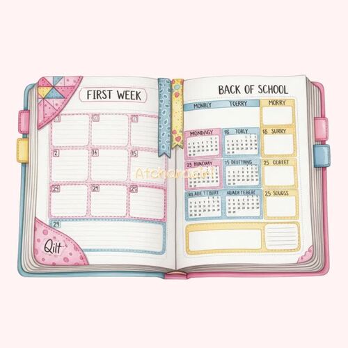 Back to School Stationery Clipart - 17 Watercolor PNGs, Transparent ...