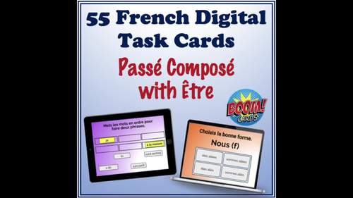 French Passé Composé with Être Digital Task Cards (55 Boom Cards)
