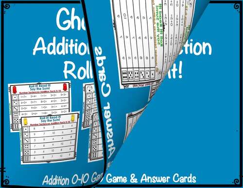 Ghost Addition & Subtraction Facts 0-20 Roll It! Read It! Game Cards