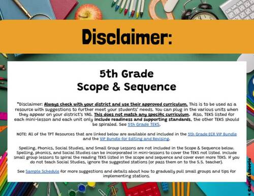 3-5th Grade ELAR Scope & Sequence BUNDLE! Stations, Mini-Lessons, ECRs ...