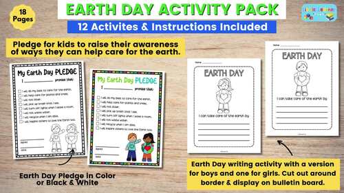 Earth Day Activity Pack for Kindergarten. Preschool, Earth Day Pledge ...