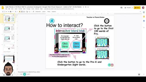 Kinder & PreK- Sight Words & 1st 100 Words Wall | Google Slides ...