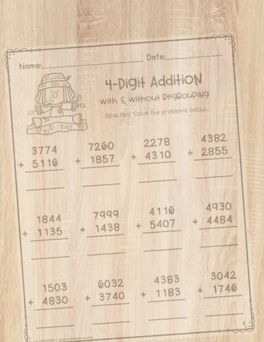 Fall 4 Digit Addition & Subtraction Bundle With & Without Regrouping ...