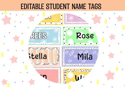 Classroom Labels, Student Name Tags, Back to School, Pastel Colors Name ...