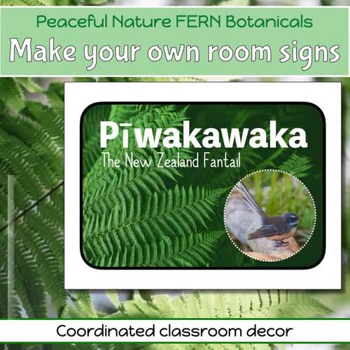 Classroom Signage in Calm Nature Botanicals for FERN Theme | TPT
