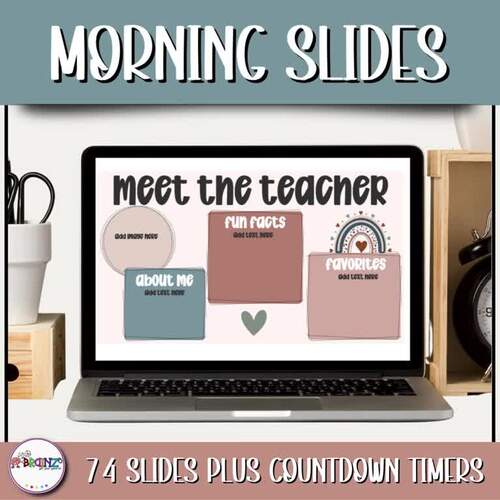 Editable Morning Meeting Slides Boho Theme | Daily Agenda, Routine & Timers