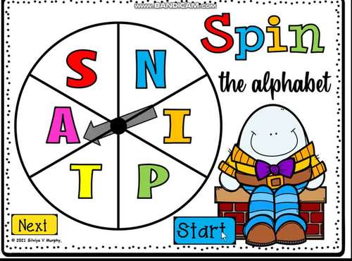 Alphabet powerpoint spinner game by Murphys lesson design studio