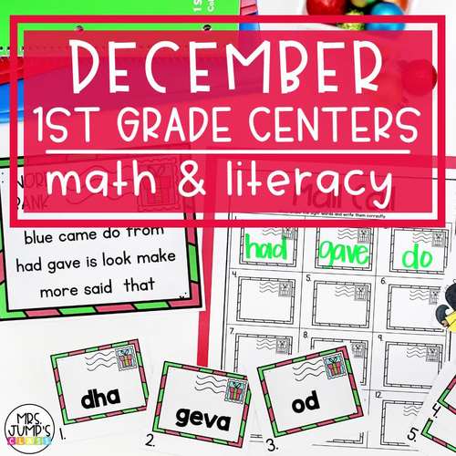 Christmas Centers for First Grade - Literacy and Math Activities for ...