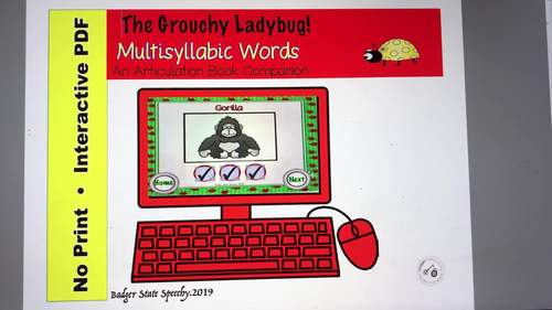 #distancelearning Articulation No Print for Grouchy Ladybug ...
