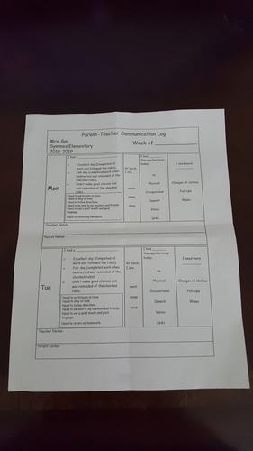 Daily&Weekly Teacher-Parent Communication Log special education/ESE ...