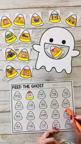 Feed the Ghost CVC Words - CVC Word Activities - Halloween CVC Words