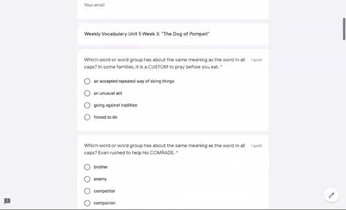 5th Grade MyView Literacy Unit 5 Week 3 Google Forms Quiz Assessment ...
