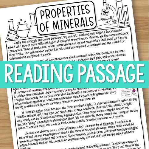 Properties of Minerals Read & Practice Worksheet Print & Digital