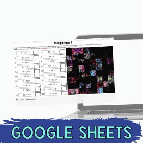 Adding Integers #2 Digital Picture Unscramble using Google Sheets by ...