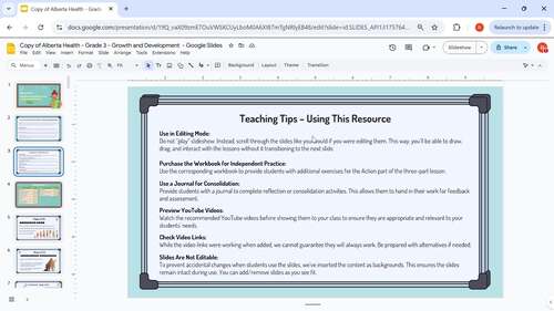Google Slides Lessons - Alberta Health - Grade 3 - Growth and Development
