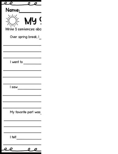 What I Did Over Spring Break Writing Worksheets by Kidzvilly | TPT
