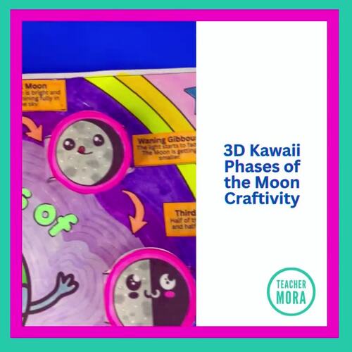 3D Kawaii Phases of the Moon Craft Activity - Moon Cycle - Cute Moon Phases