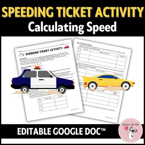 Speeding Ticket Activity - Calculating Speed - Outdoor Activity | TPT