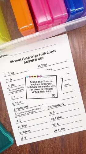 Virtual Field Trips and Explorations Printable Task Cards | TPT