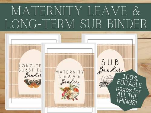 Editable Maternity Leave Binder + Long Term Sub Binder | Botanical Boho ...