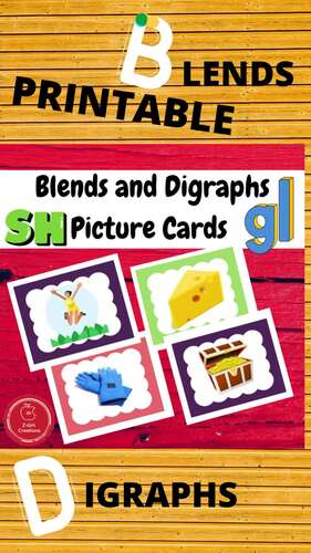 Digraphs and Blends Printable Picture Cards by Z-Girl Creations | TPT